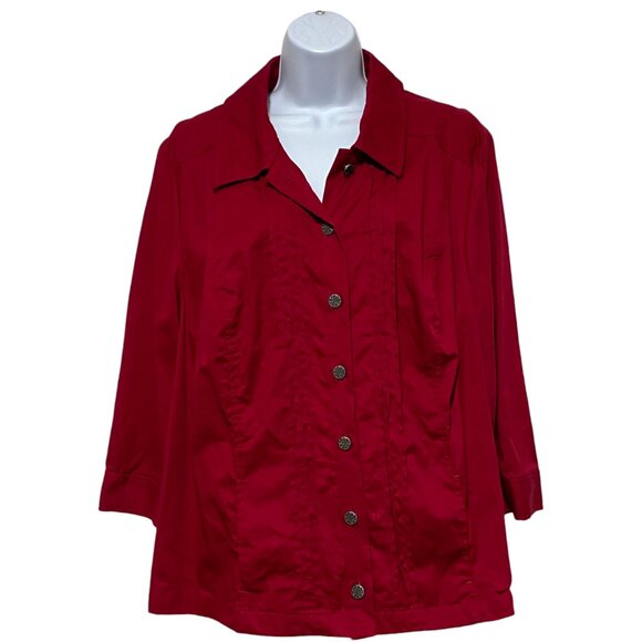 Christopher & Banks | Tops | Womens 2xplus Size Red Top Pockets Button ...